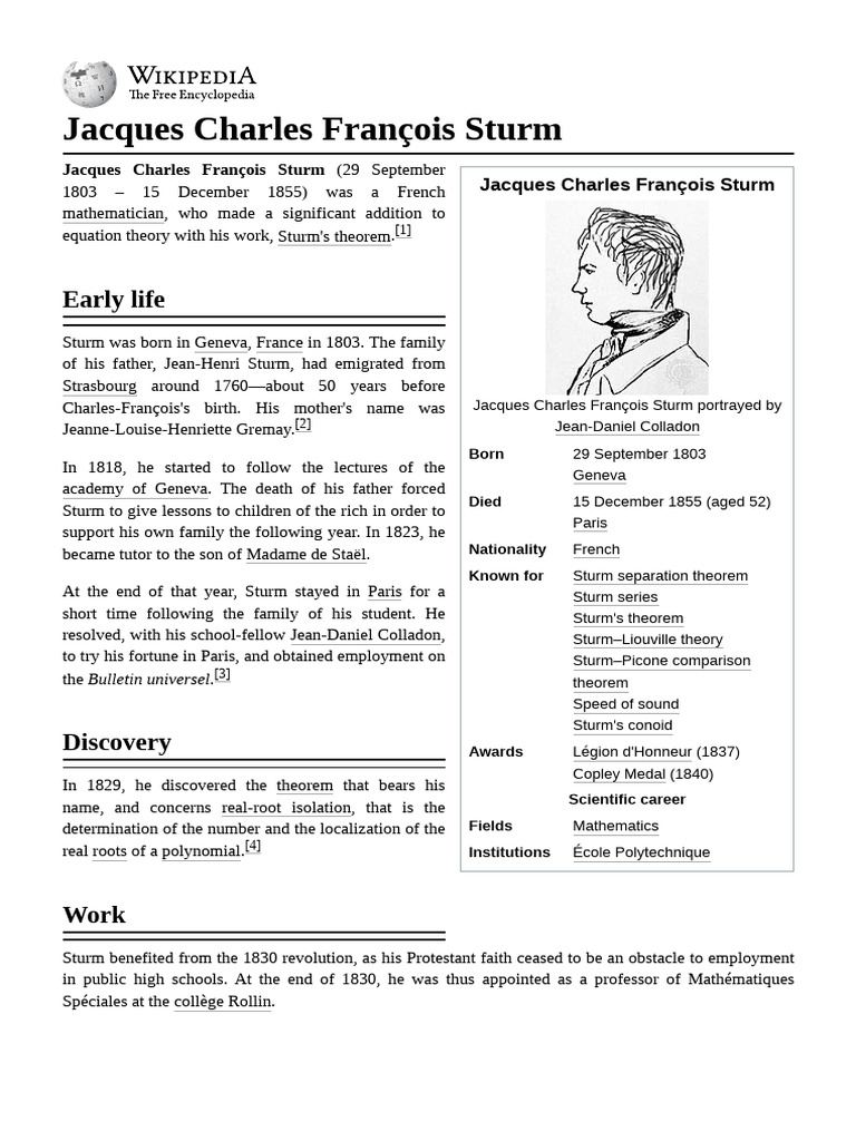 Jacques Charles François Sturm: Mathematician | PDF | Mathematics | Algebra