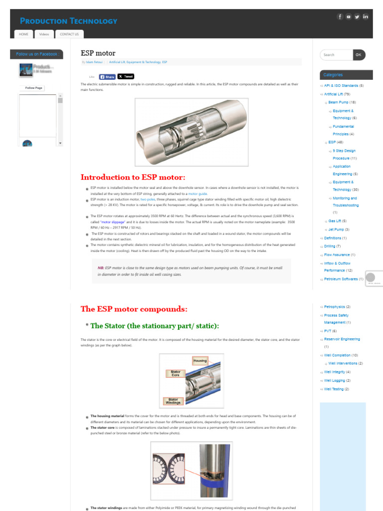 ESP Motor - Production Technology | PDF | Electric Motor | Bearing ...