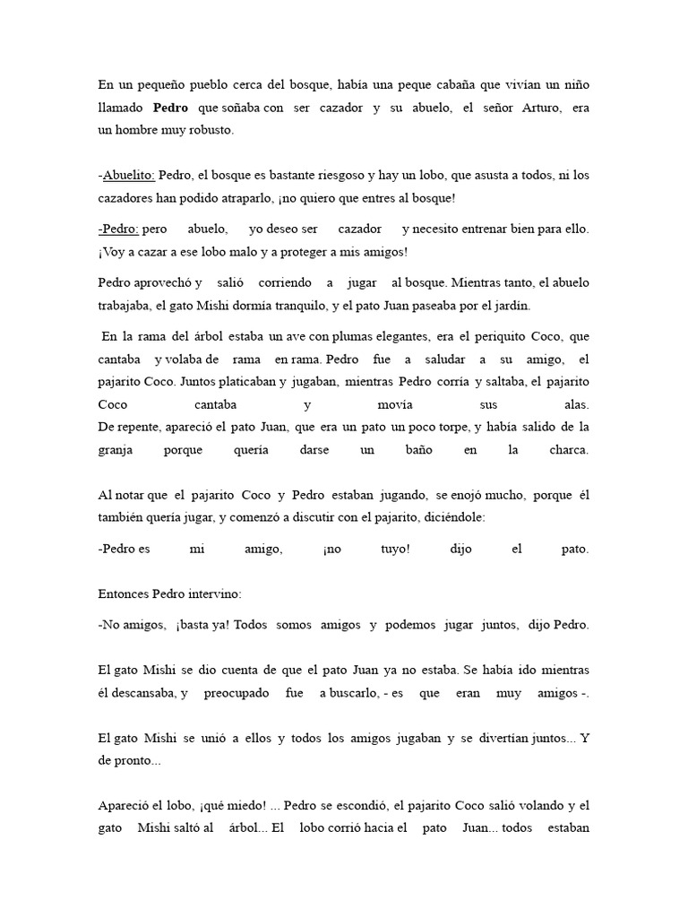 Cuento Inventado Pedro y El Lobo | PDF