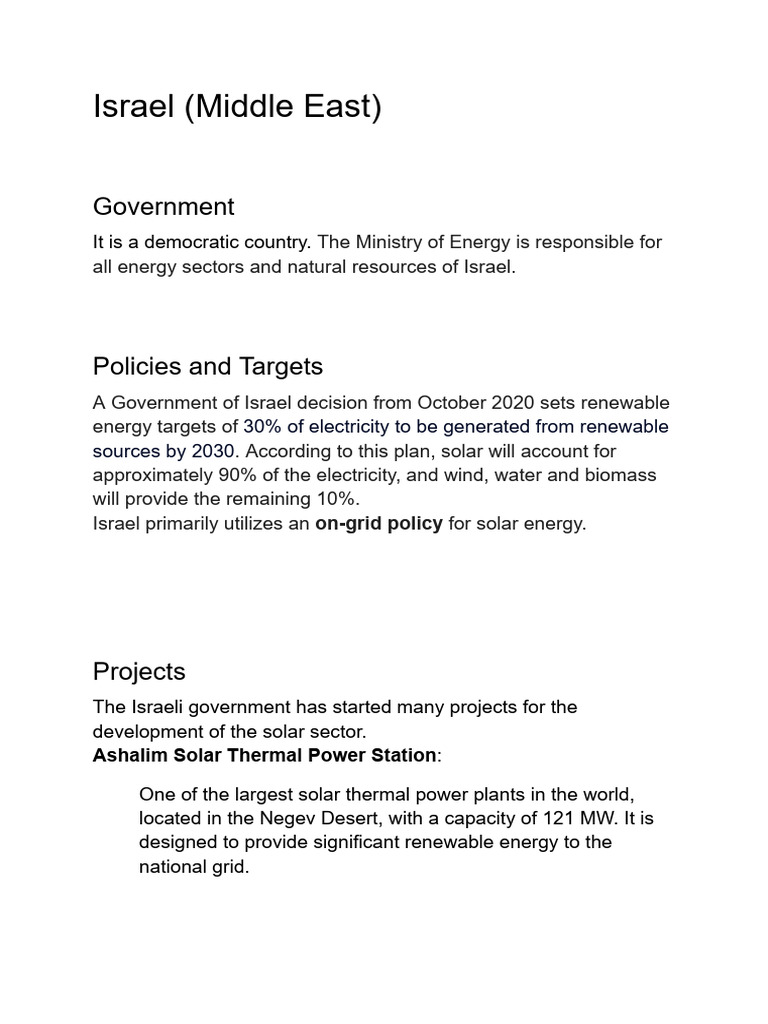 Israel (Middle East) - Google Docs | PDF | Solar Power | Photovoltaics
