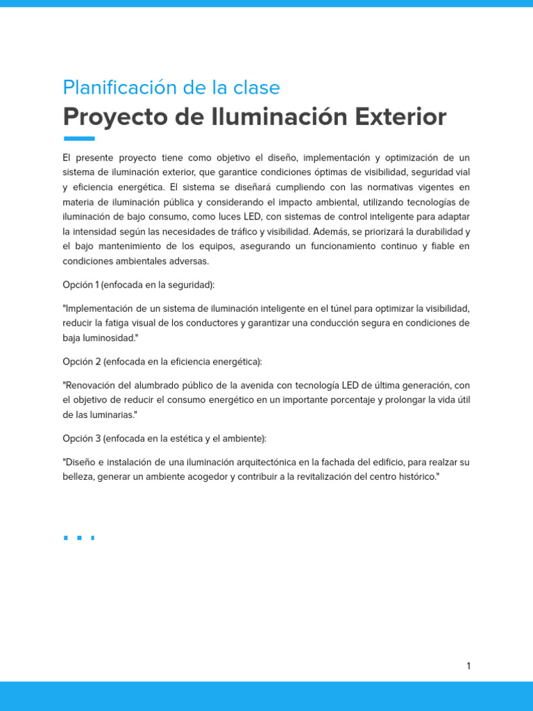 Proyecto de Iluminación Exterior | PDF