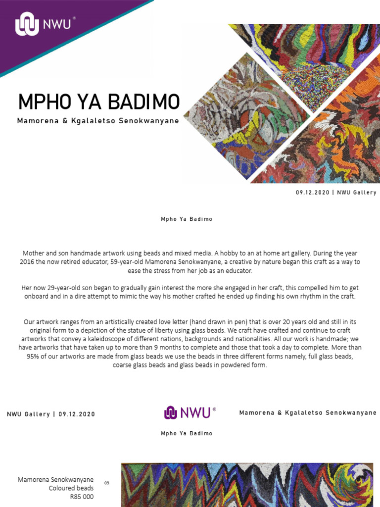 Mpho Ya Badimo: Art by Mother and Son | PDF | The Arts | Plastic Arts