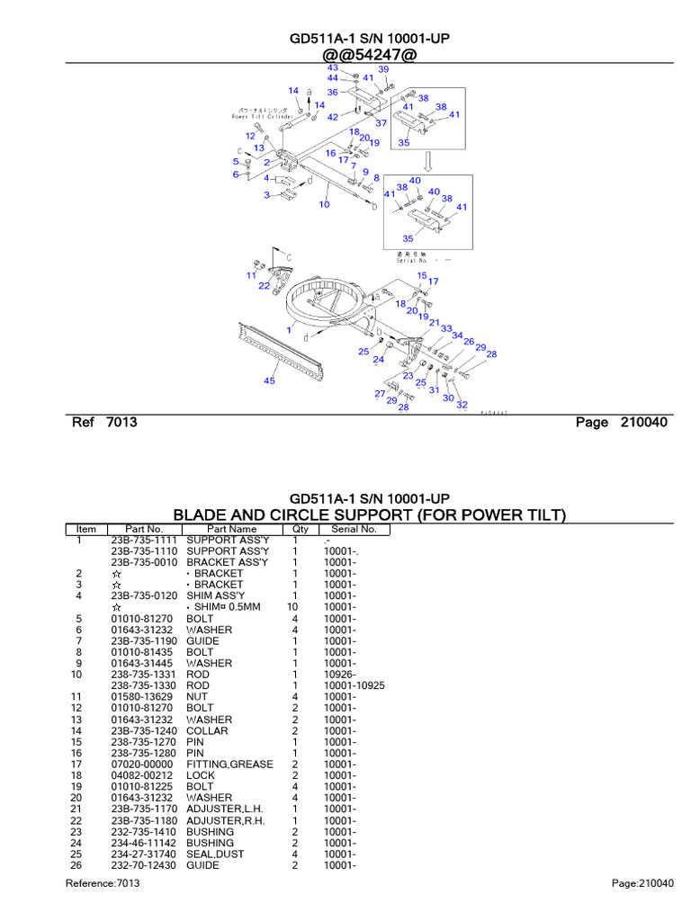 GD511A-1 Blade & Circle Support Parts | PDF