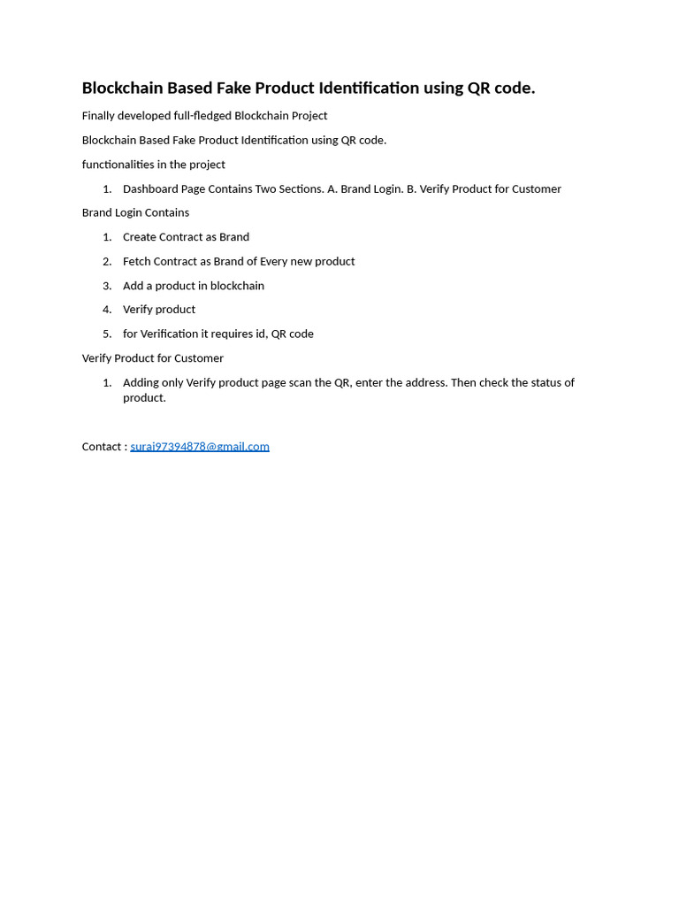 Blockchain QR Code Product Verification | PDF