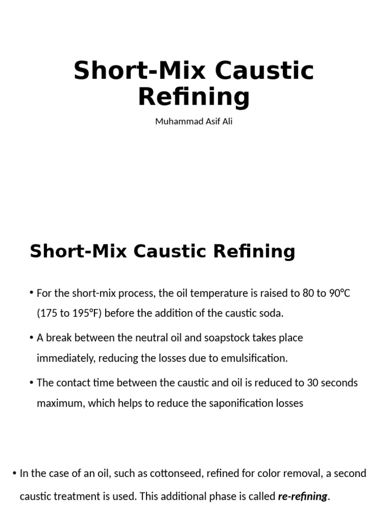 Short-Mix Caustic Refining and Miscella Refining | PDF | Oil | Sodium Hydroxide