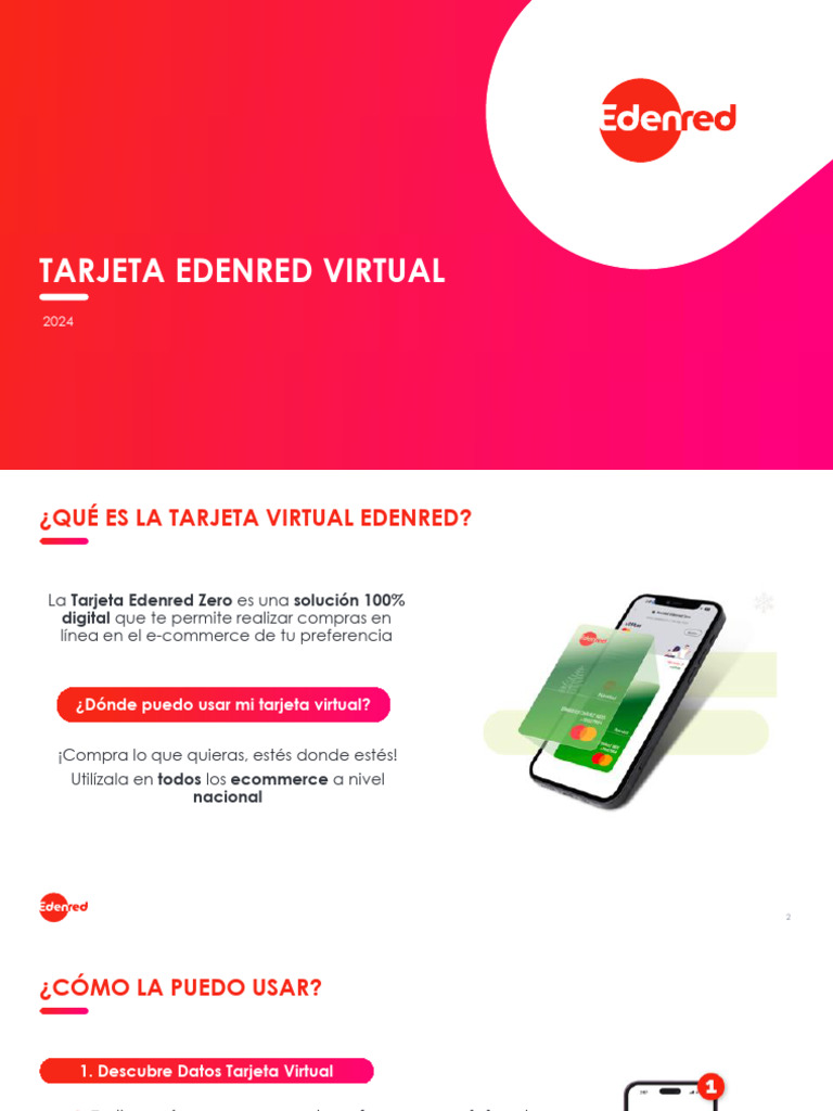 Guía de Uso Tarjeta Edenred Virtual 2024 | PDF