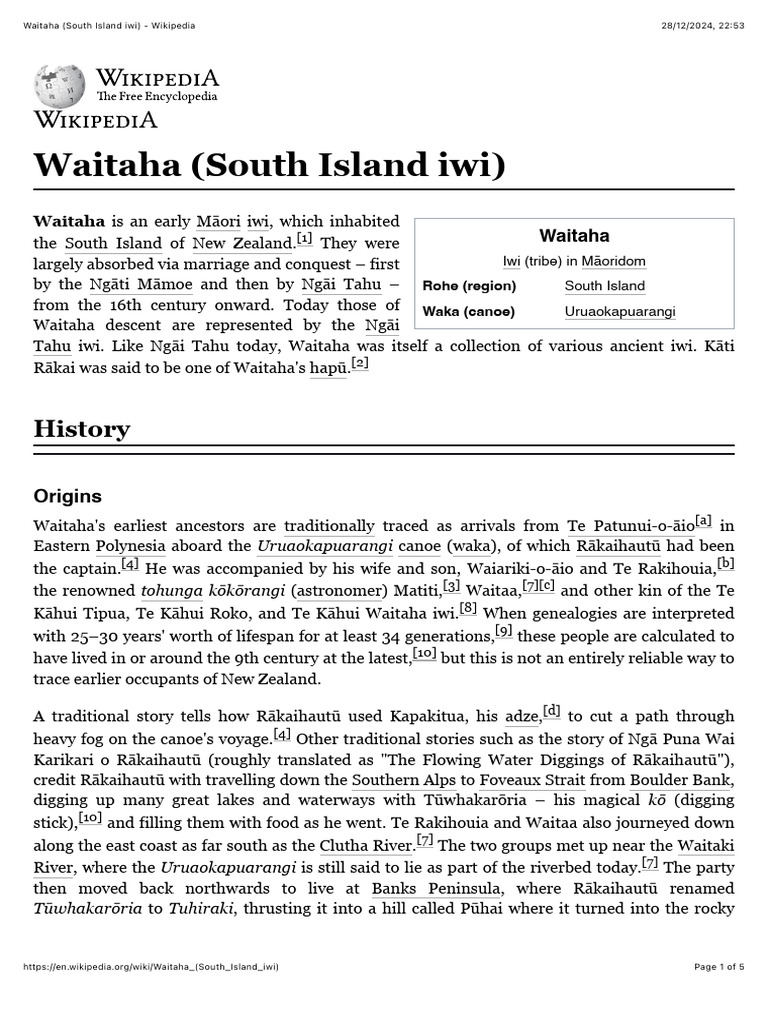 Waitaha (South Island iwi) | PDF | Polynesia | Indigenous Peoples Of ...