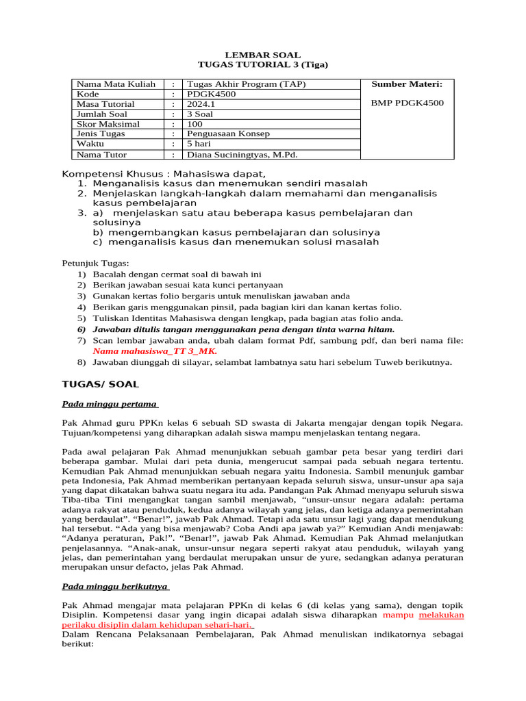 Tugas 3 - pdgk4500 - Tugas Akhir Program | PDF