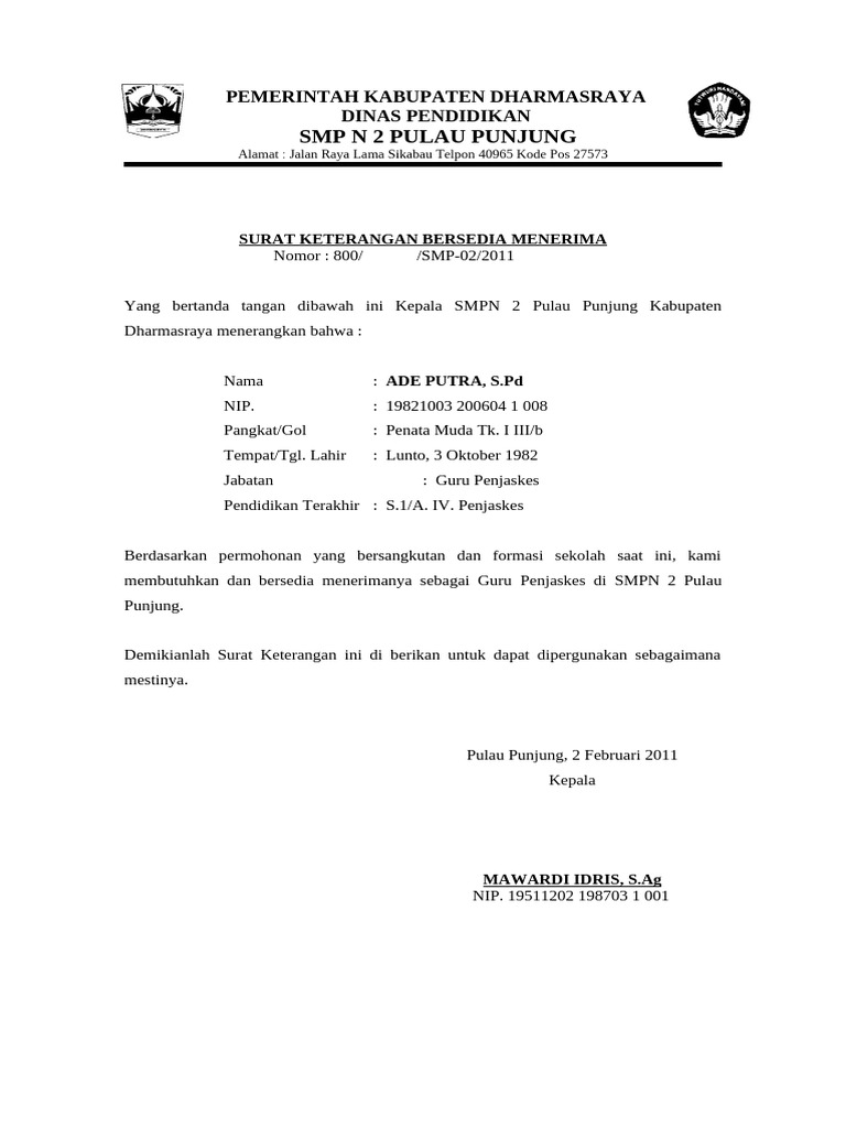 Surat Brsdia Nerima | PDF