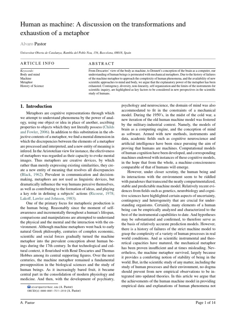 Human As Machine - Exhaustion of A Metaphor | PDF | René Descartes ...