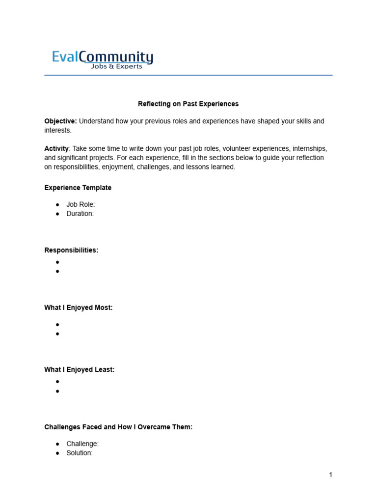 Reflecting On Past Experience | PDF