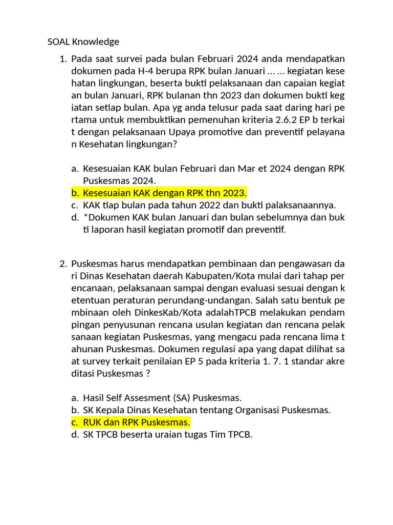 Tinon Soal Knowledge Bu Tinon Respati | PDF