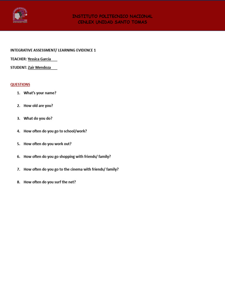 Integrative Assessment Questions Guide | PDF
