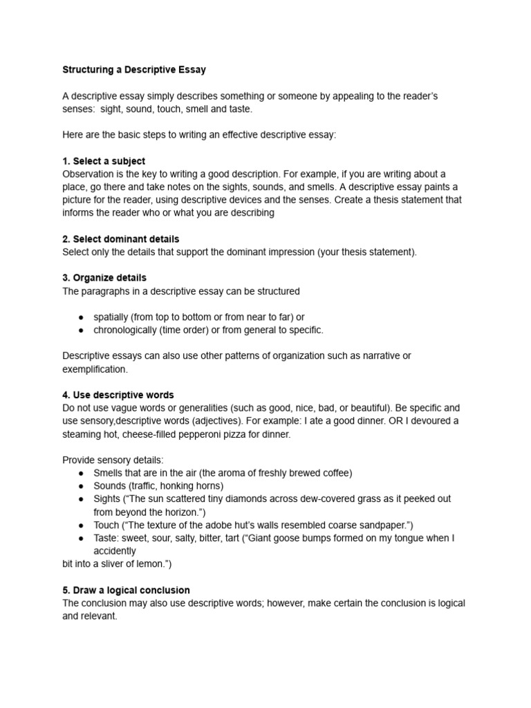 Descriptive Essay | PDF | Essays | Taste