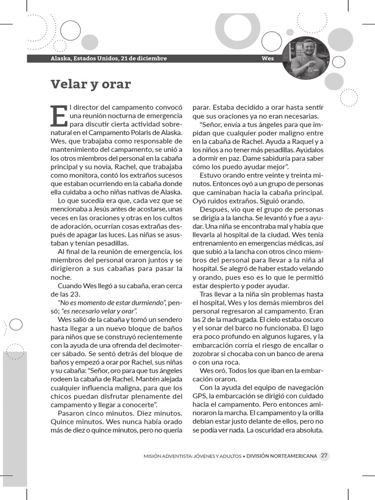 Velar y Orar: Alaska, Estados Unidos, 21 de Diciembre Wes | PDF | Oración
