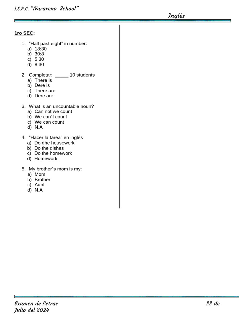 REZAGADOS 1ro Secundaria SIMULACRO DICIEMBRE | PDF