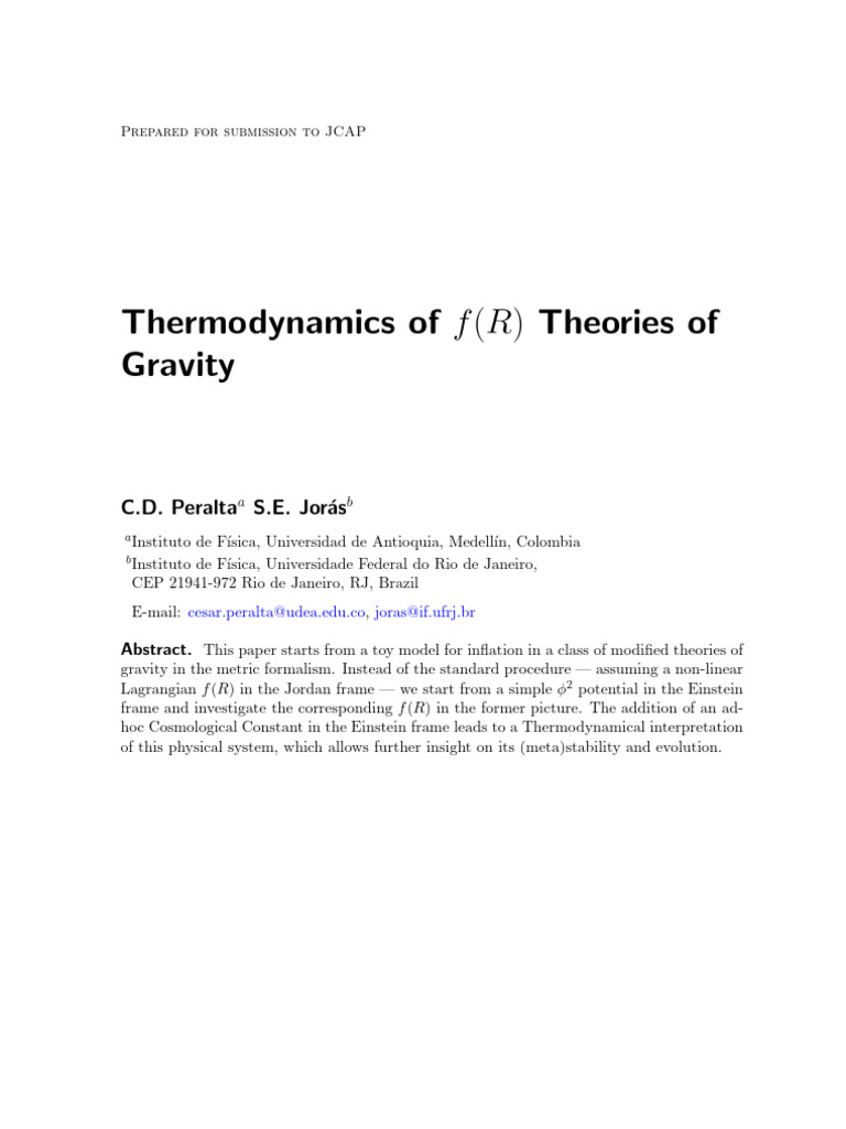 jcap-thermo-f(r) | PDF | Inflation (Cosmology) | Scientific Theories