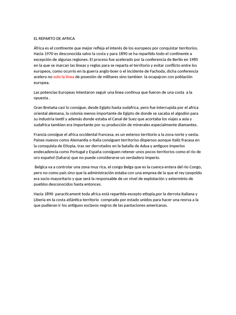 Reparto Colonial de África en 1890 | PDF
