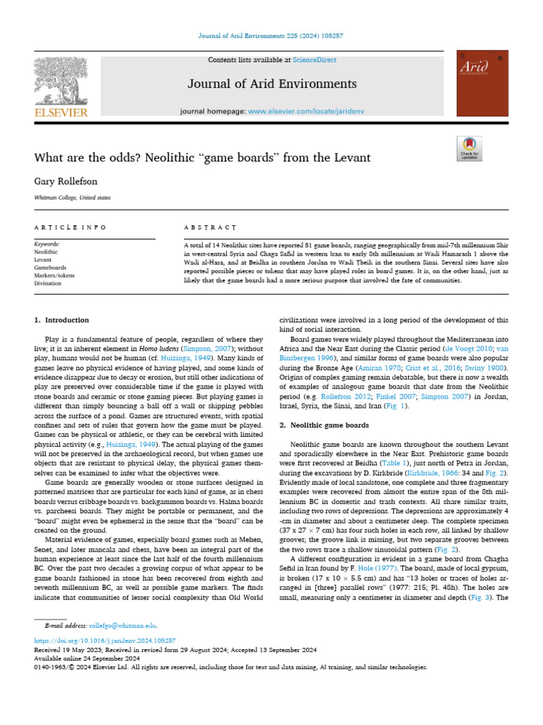Neolithic “game boards” from the Levant | PDF | Neolithic