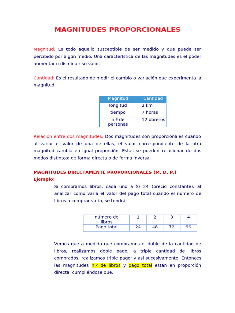 Magnitudes proporcionales | PDF
