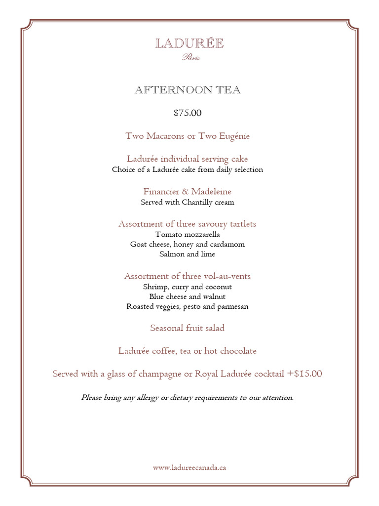 Laduree-Yorkdale-Afternoon-Tea-Menu-2024 | PDF