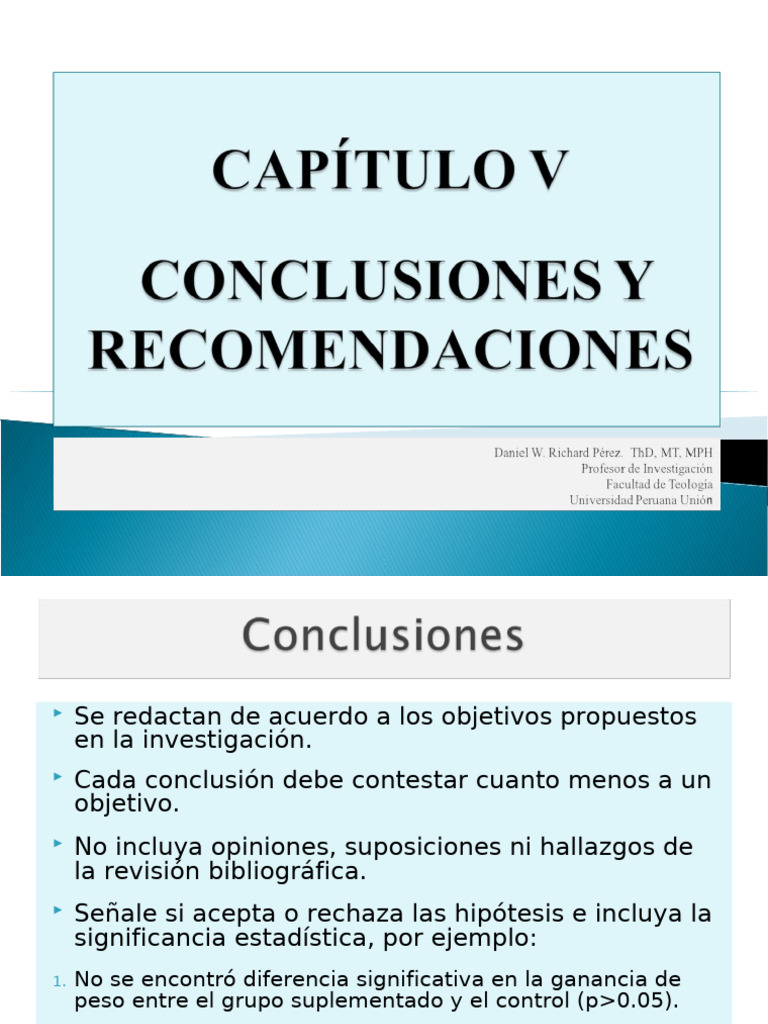 Capítulo V - Conclusiones y Recomendaciones | PDF