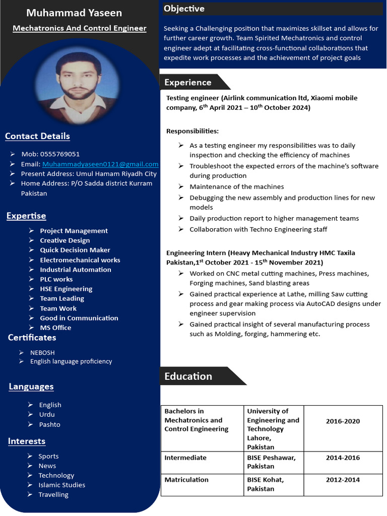 My Resume ( Engineering )1 | PDF | Engineering | Pakistan