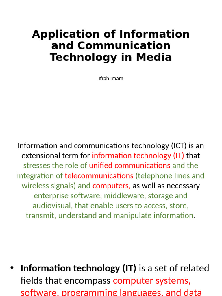 Application of Information and Communication Technology in Media | PDF | Communication ...