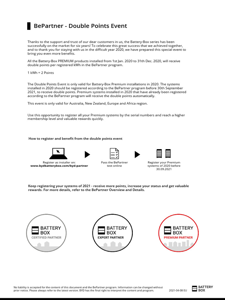BePartner DOUBLE POINTS EVENT - Europe V1.05 EN | PDF
