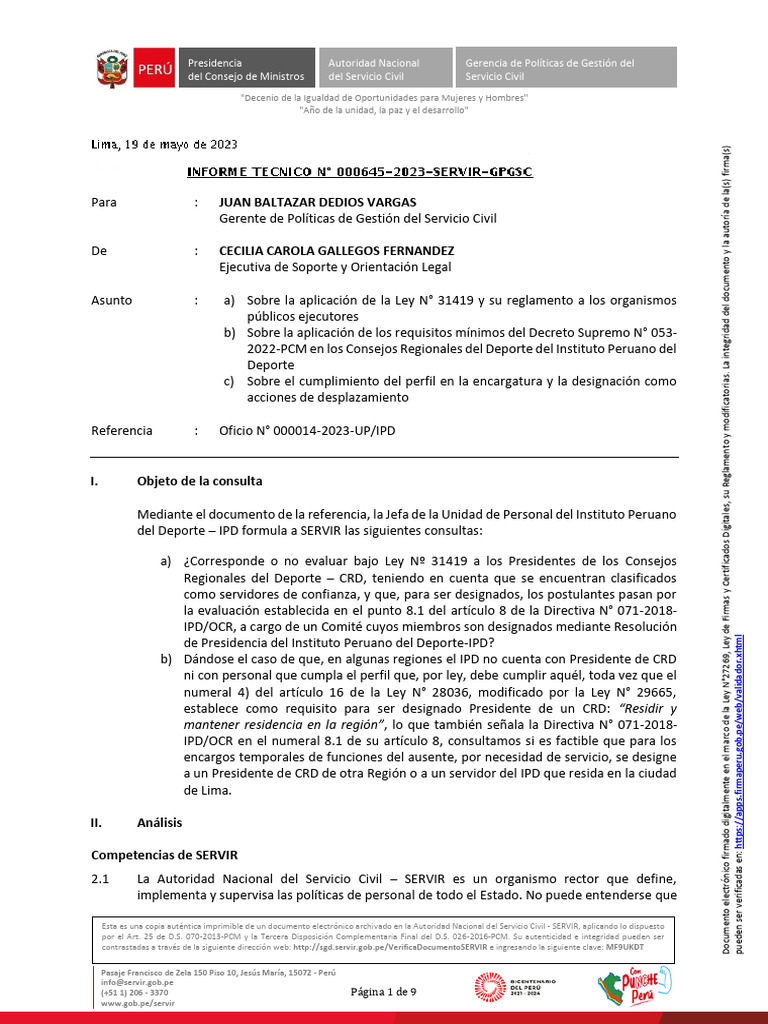 IT_0645-2023-SERVIR-GPGSC | PDF | Regulación | Perú