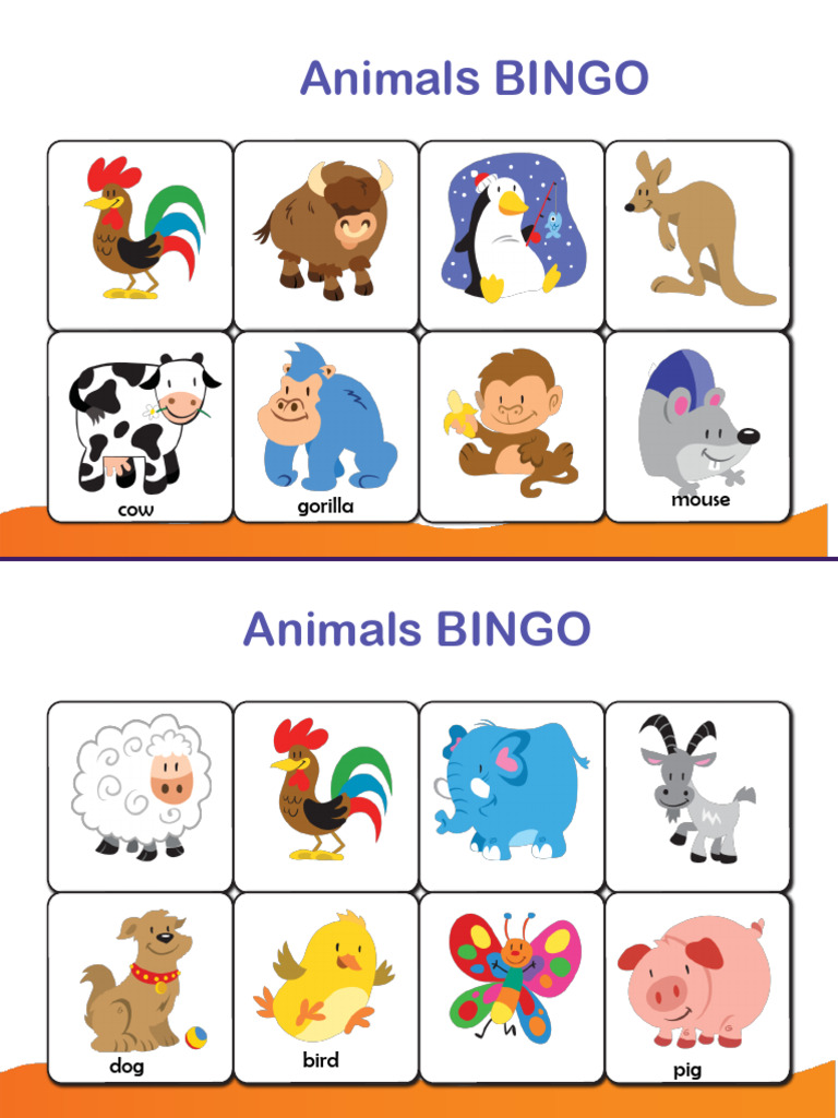 ANIMALS BINGO-2do Ingles T.T. -2da actividad | PDF