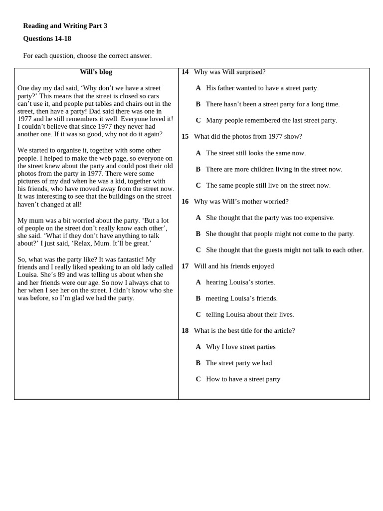 K - Reading PART 3 - Multiple Choice III | PDF