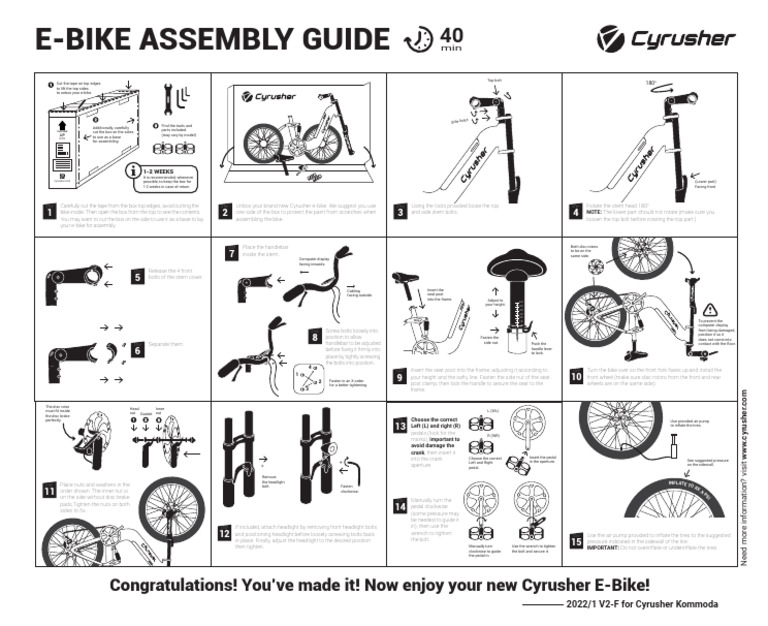 E-Bike Assembly Instructions | PDF | Screw | Nut (Hardware)