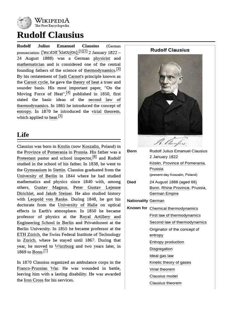 Rudolf_Clausius | PDF | Physical Chemistry | Physics