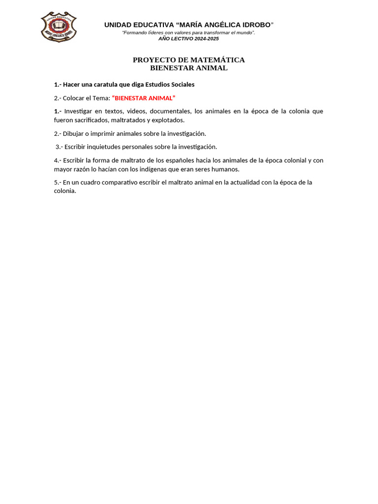 Bienestar Animal en la Colonia | PDF