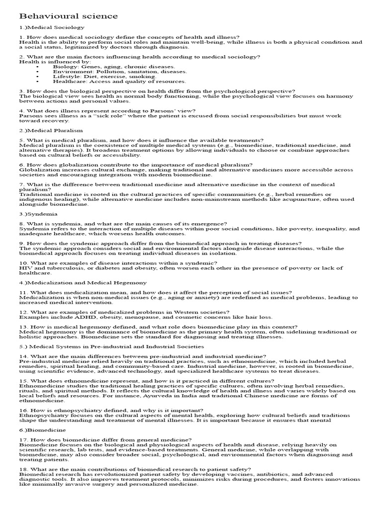Topic 5 Behavioural Science | PDF | Alternative Medicine | Medicine