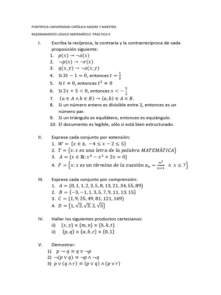 Práctica II Razonamiento Lógico | PDF
