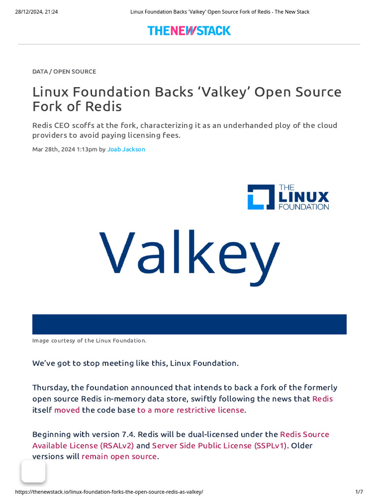 Valkey: Linux Foundation's Redis Fork | PDF | Linux | Open Source