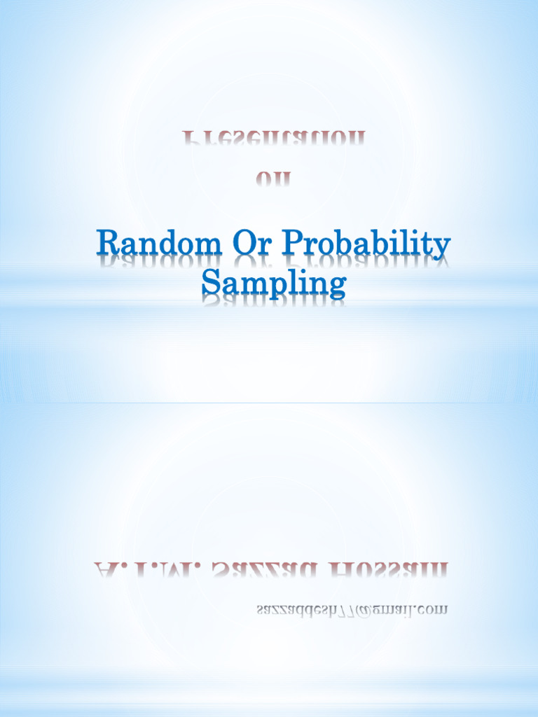 Presentation On: Random or Probability Sampling | PDF | Sampling (Statistics) | Stratified Sampling
