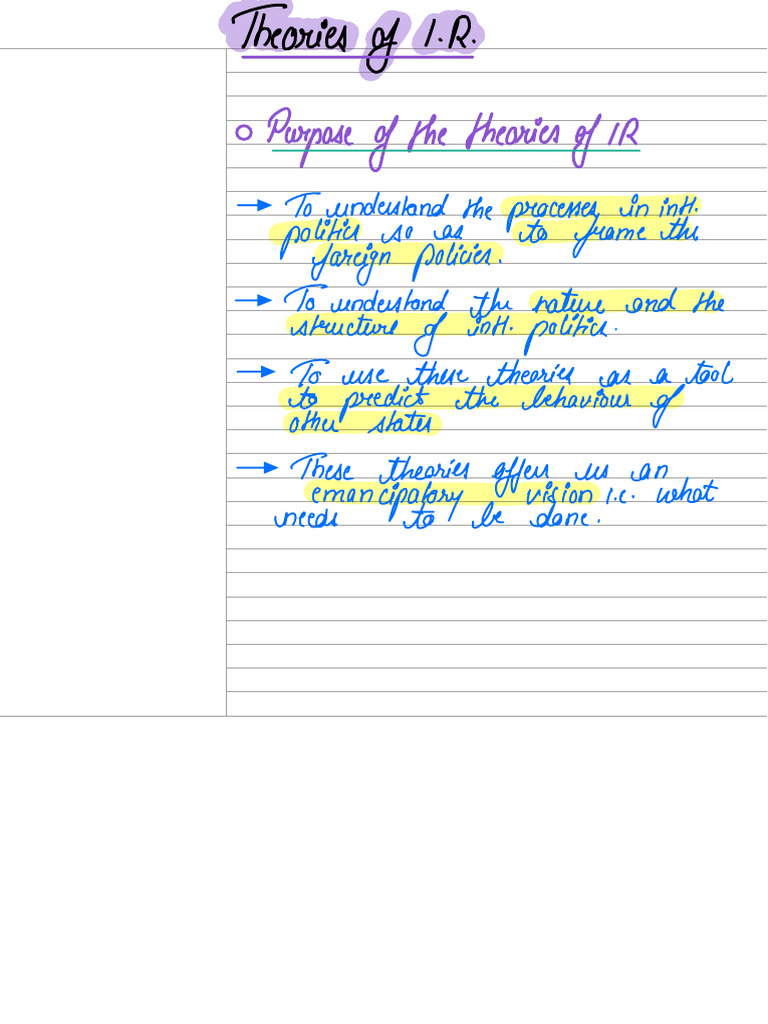 Theories of IR Handwritten Notes | PDF