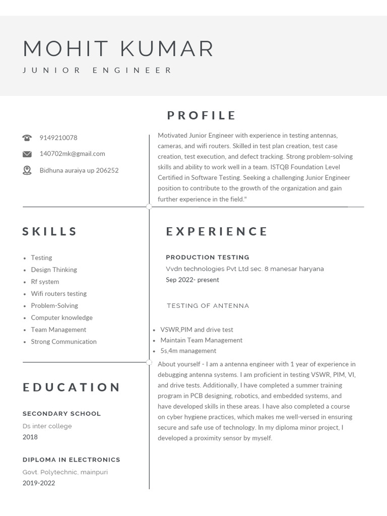 Mohit Kumar CV RF | PDF