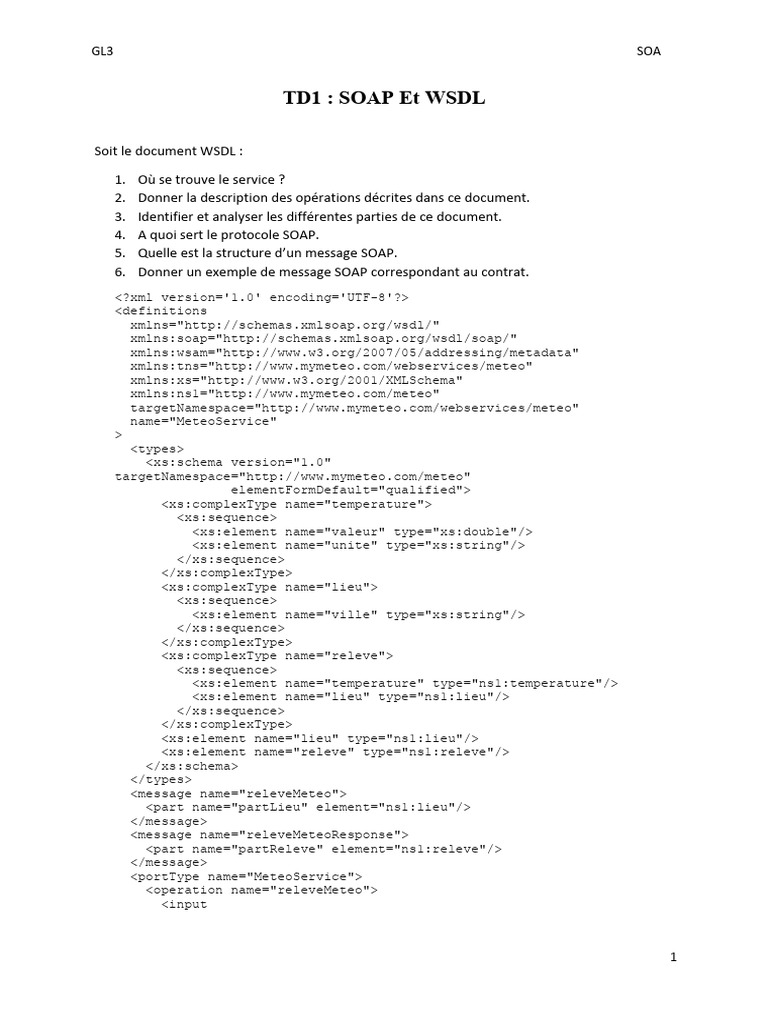Td1: Soap Et WSDL | PDF