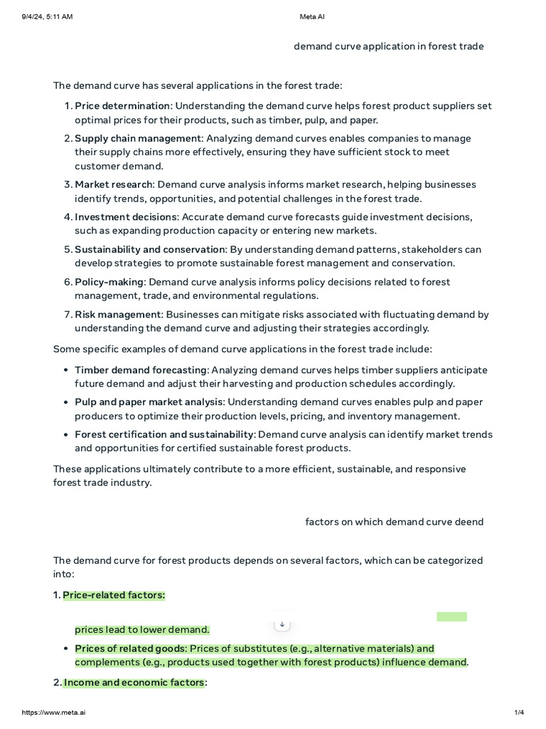 Demand Curve Insights for Forest Trade | PDF | Demand | Sustainability