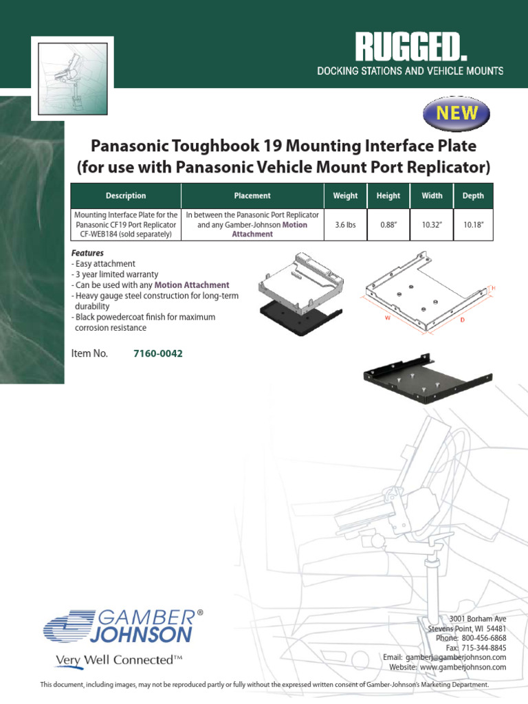 Panasonic Toughbook 19 Mounting Plate | PDF