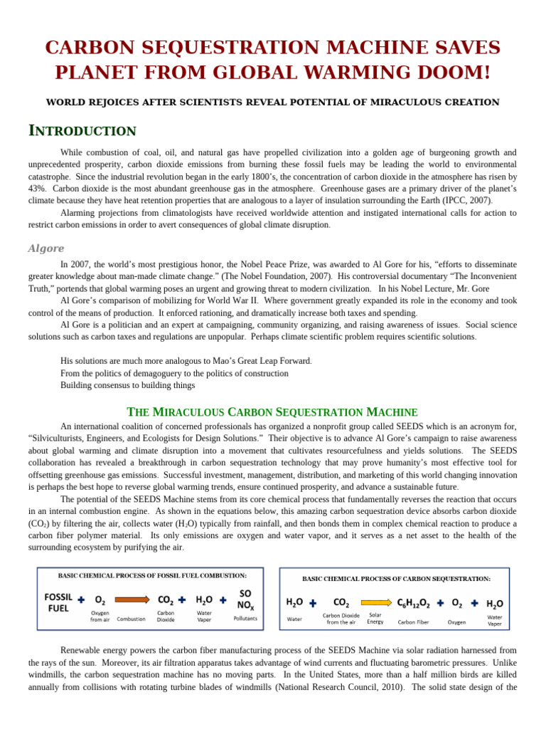 Carbon Sequestration Machine | PDF | Life Cycle Assessment | Climate Change