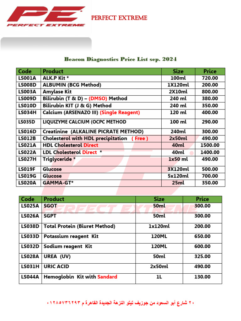 Beacon Price Sep 2024-1 | PDF | Cholesterol