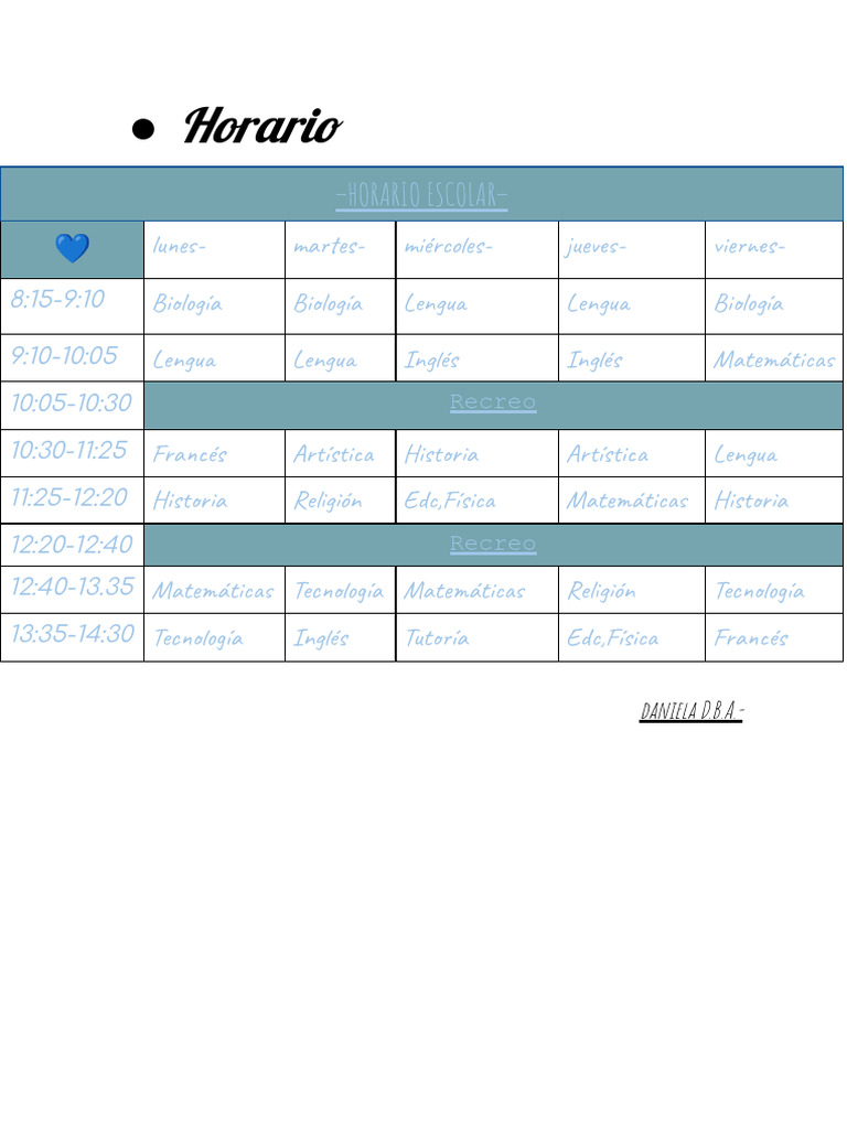 Horario Escolar | PDF