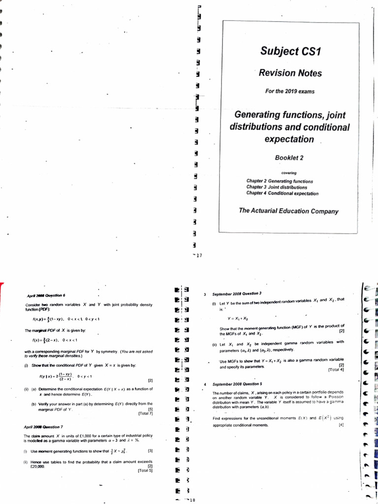 Booklet 2 CS1 | PDF | Probability Distribution | Random Variable