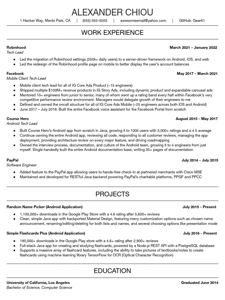 Alexander Chiou Resume - FINAL For SHARING | PDF | Android (Operating ...