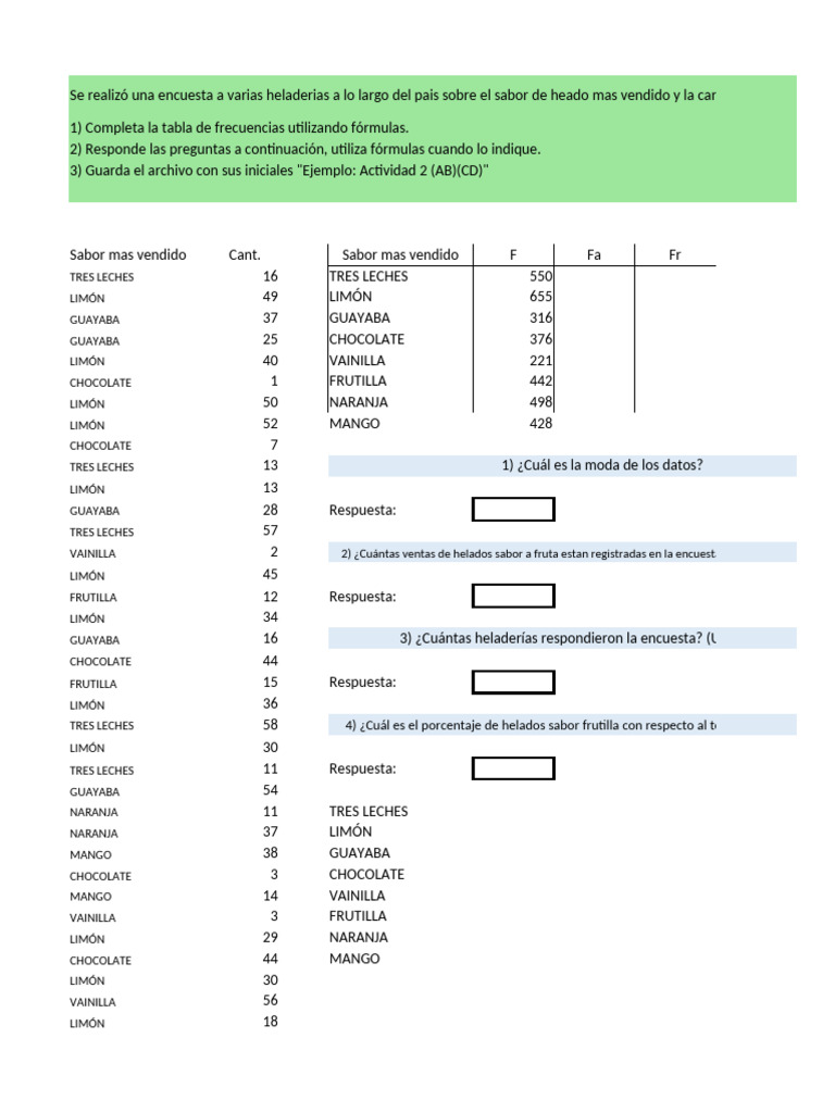 Actividad Evaluada 2 - Heladerías - XLSX MELANY | PDF